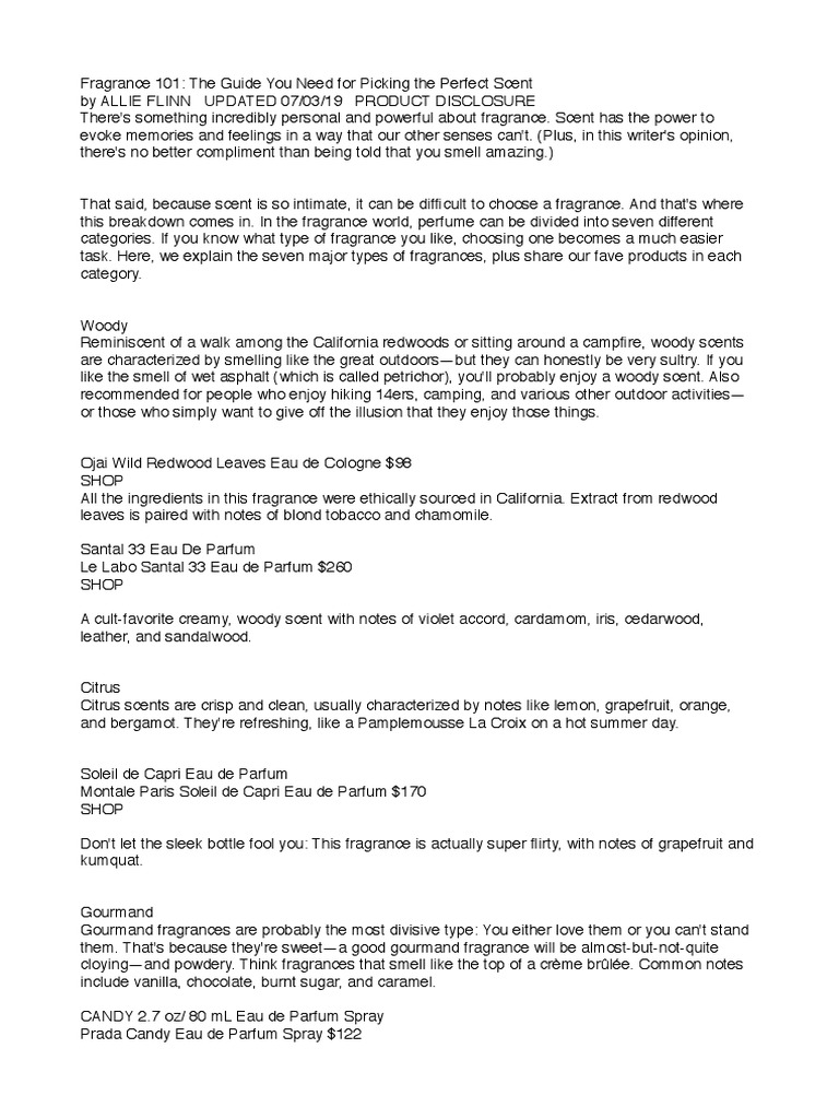 Perfurme 101 | Download Free PDF | Perfumery | Perfume