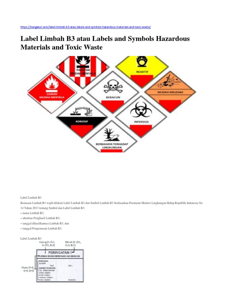 Label Limbah B3 Atau Labels and Symbols Hazardous Materials and Toxic ...