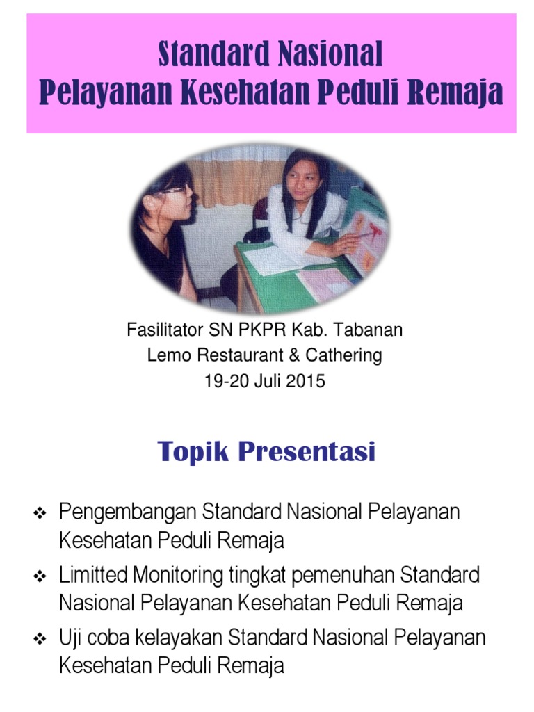 Standar Nasional PKPR | PDF