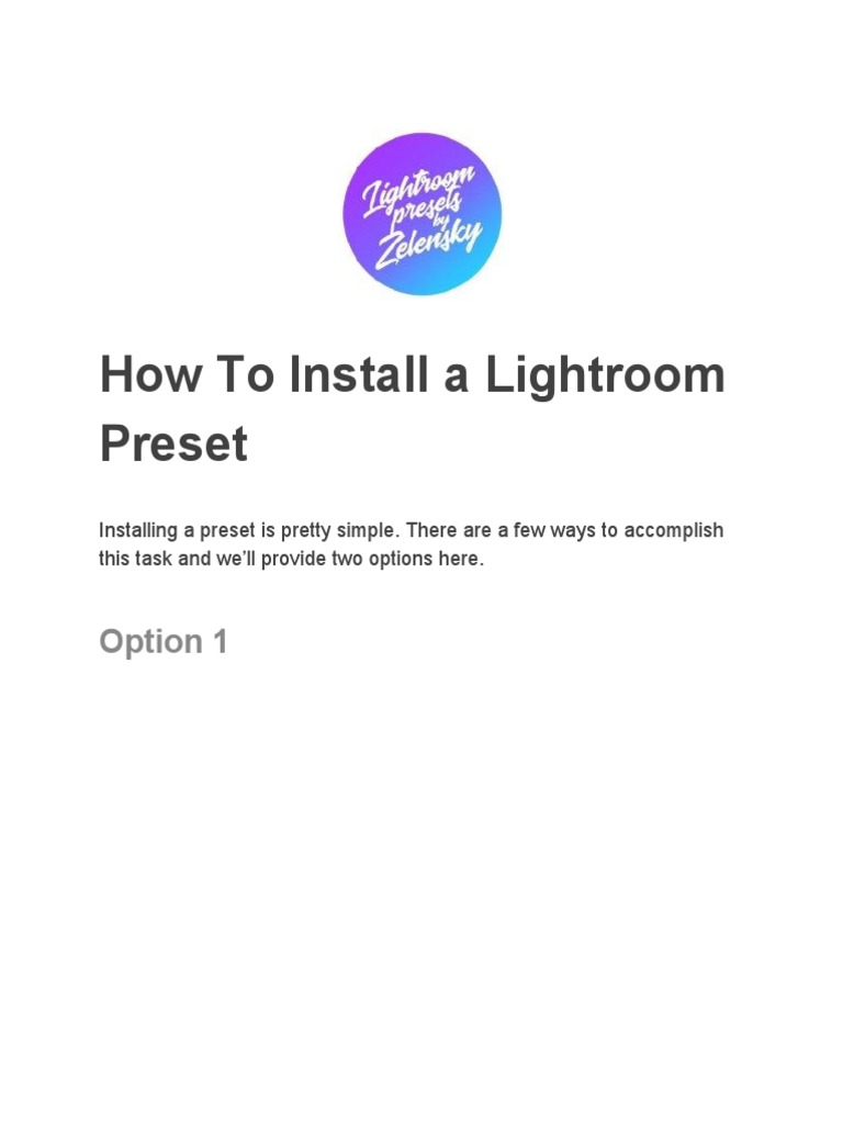 Install A Lightroom Desktop Preset | PDF | Zip (File Format) | Computer ...