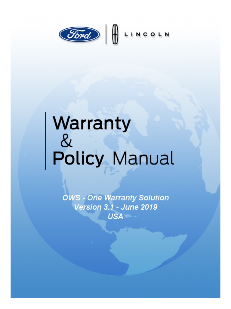 2019 Ford Warranty and Policy Manual | PDF | Ford Motor Company | Truck