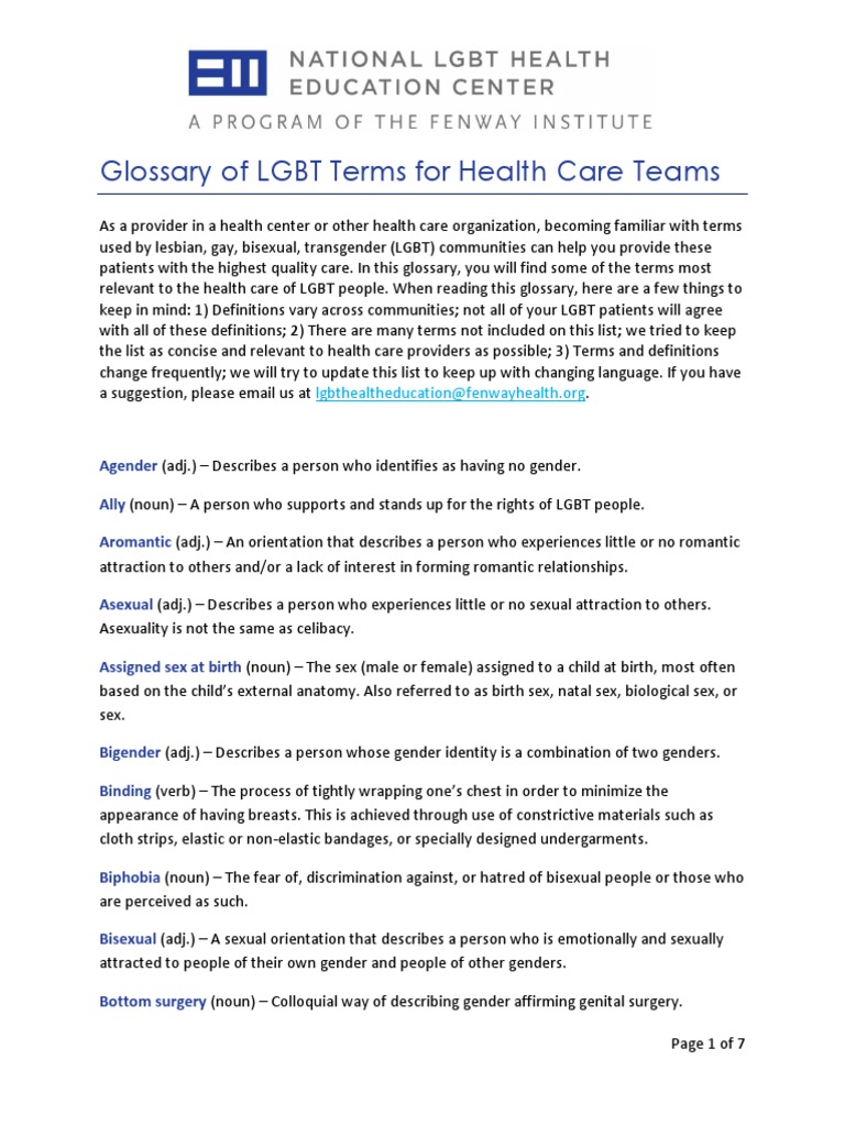 LGBT Term Glossary | PDF | Transgender | LGBTQIA+ Studies