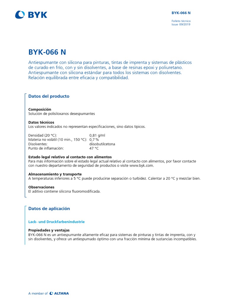 TDS Byk-066 N Es | PDF | Poliuretano | Pintar