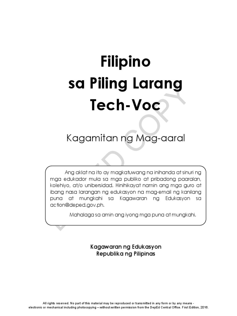 Filipino Reader (Techvoc) v.1 PDF | PDF