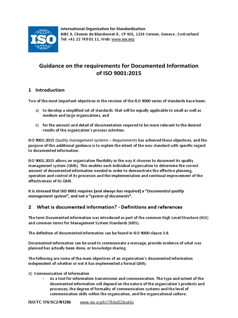 ISO 90001 Document Information Guidance | PDF | Quality Management ...