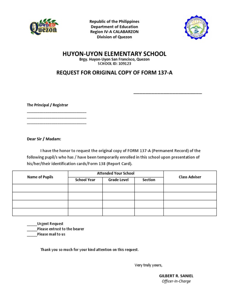 Request Form 137 | PDF