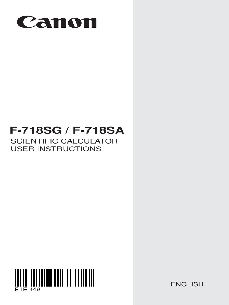 F-718SG / F-718SA: Scientific Calculator User Instructions | PDF ...