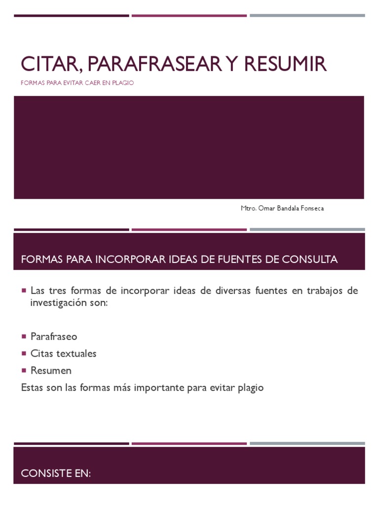 Citar, Parafrasear y Resumir | PDF