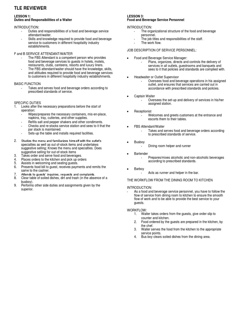 TLE Reviewer For Grade 10 | PDF | Tableware | Spoon