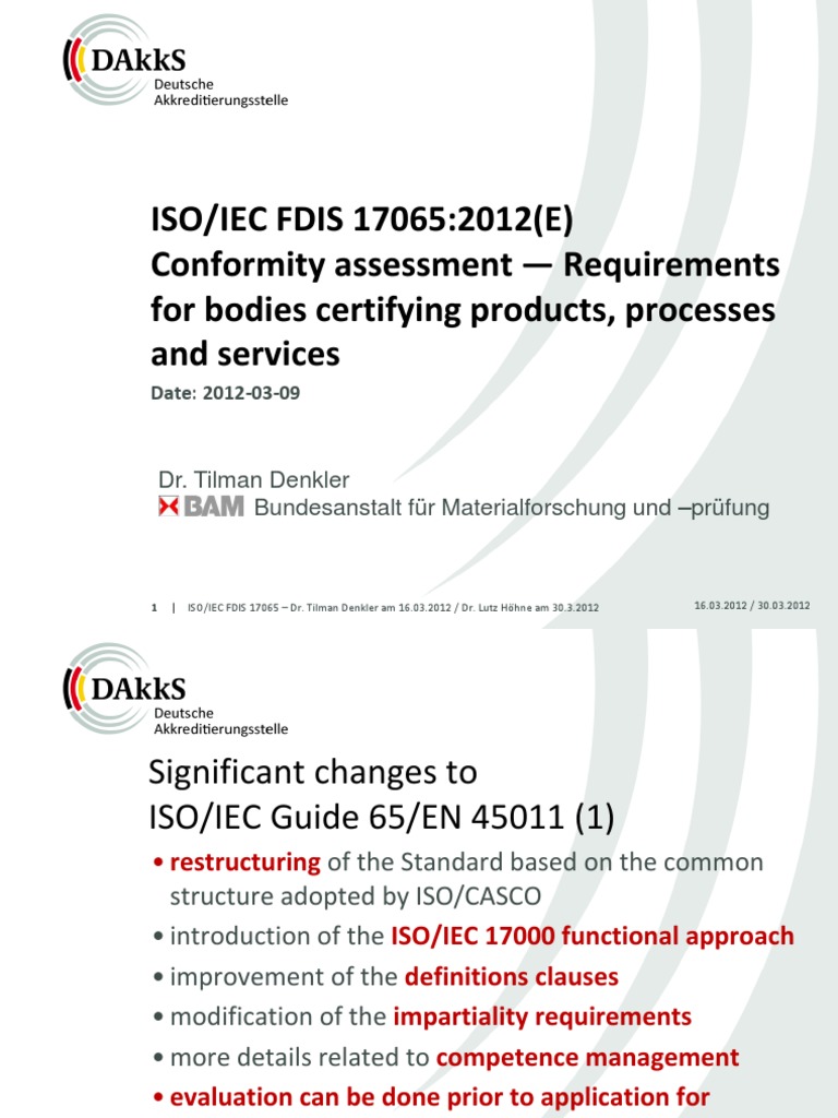 Final ISO IEC FDIS 17065 2012 E Conformity Ass | PDF | International ...