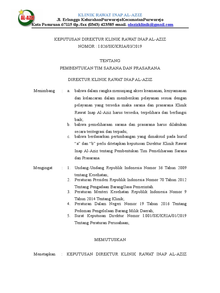 SK Tim Pembentukan Sarpras | PDF