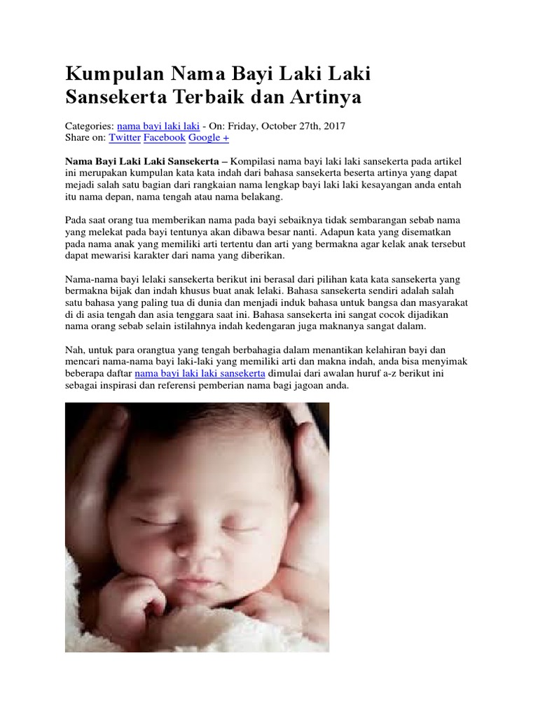 Kumpulan Nama Bayi Laki Laki Sansekerta Terbaik Dan Artinya Pdf