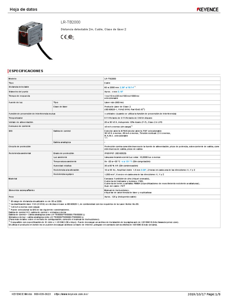 LR TB2000 Datasheet | PDF | Science | Tecnología (general)