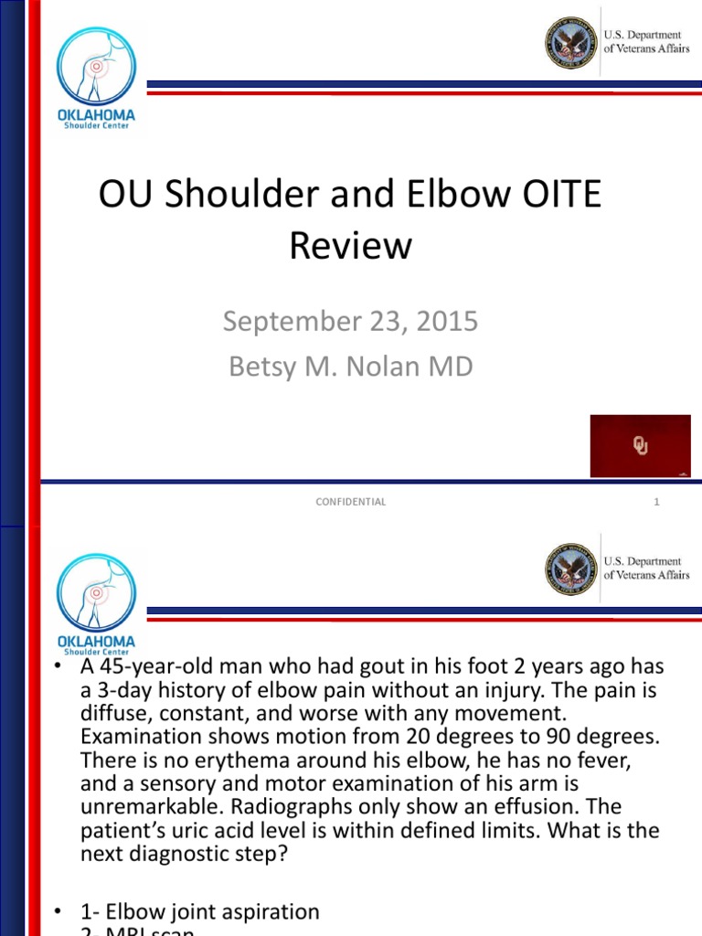 OU Shoulder and Elbow OITE Review: September 23, 2015 Betsy M. Nolan MD ...