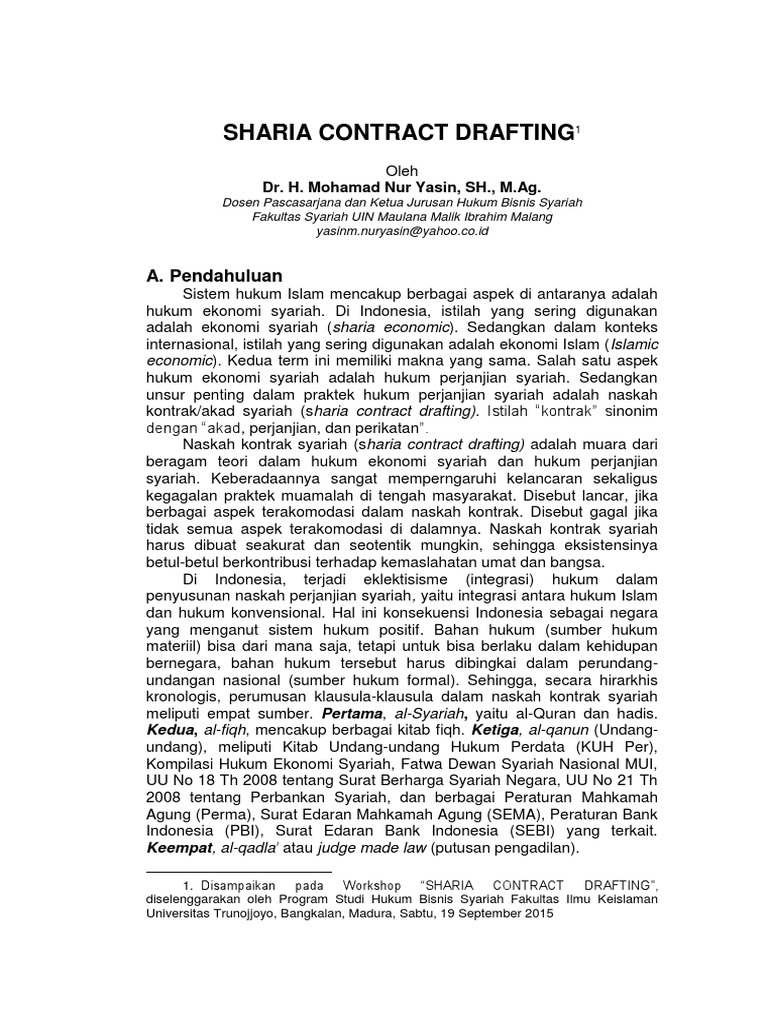 Sharia Contract Drafting | PDF