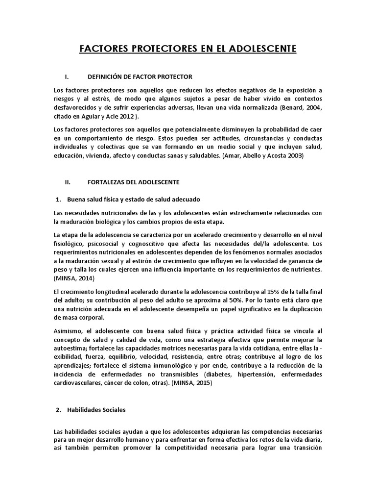 Factores Protectores Parte 1 | PDF | Adolescencia | Adultos