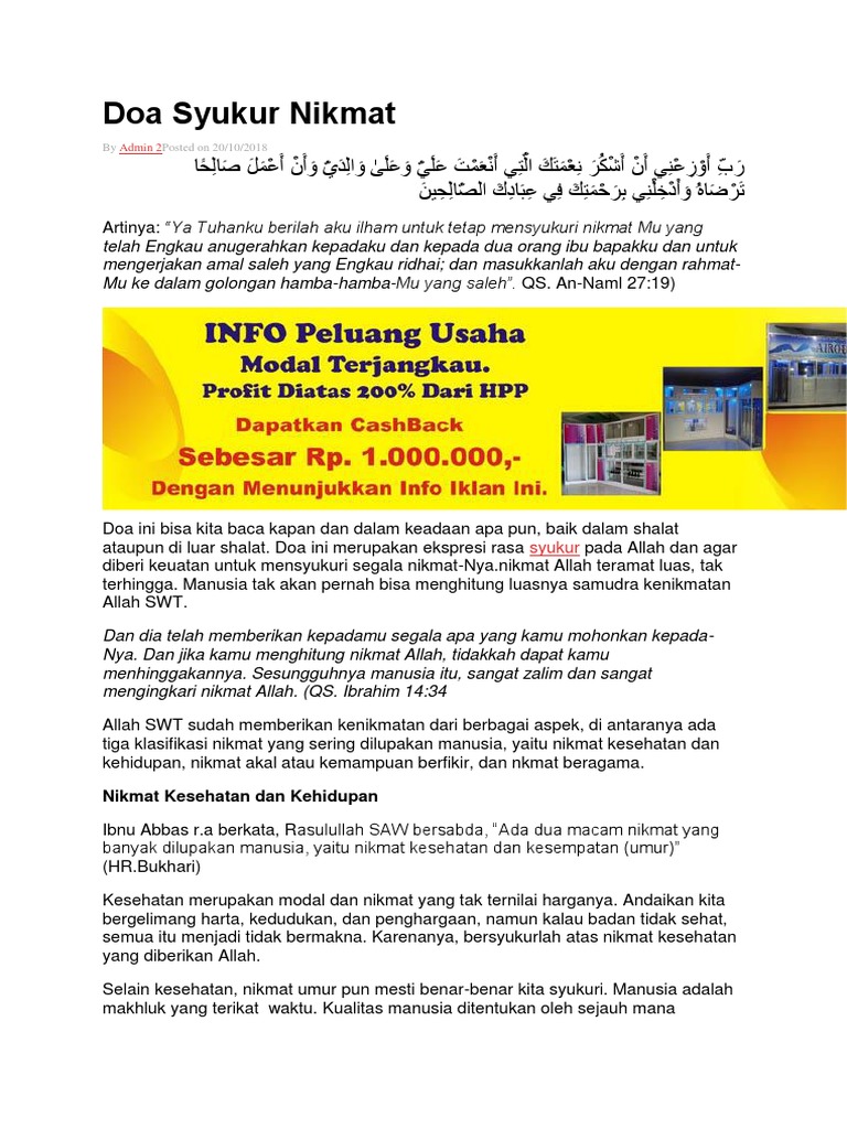 Doa Syukur Nikmat | PDF