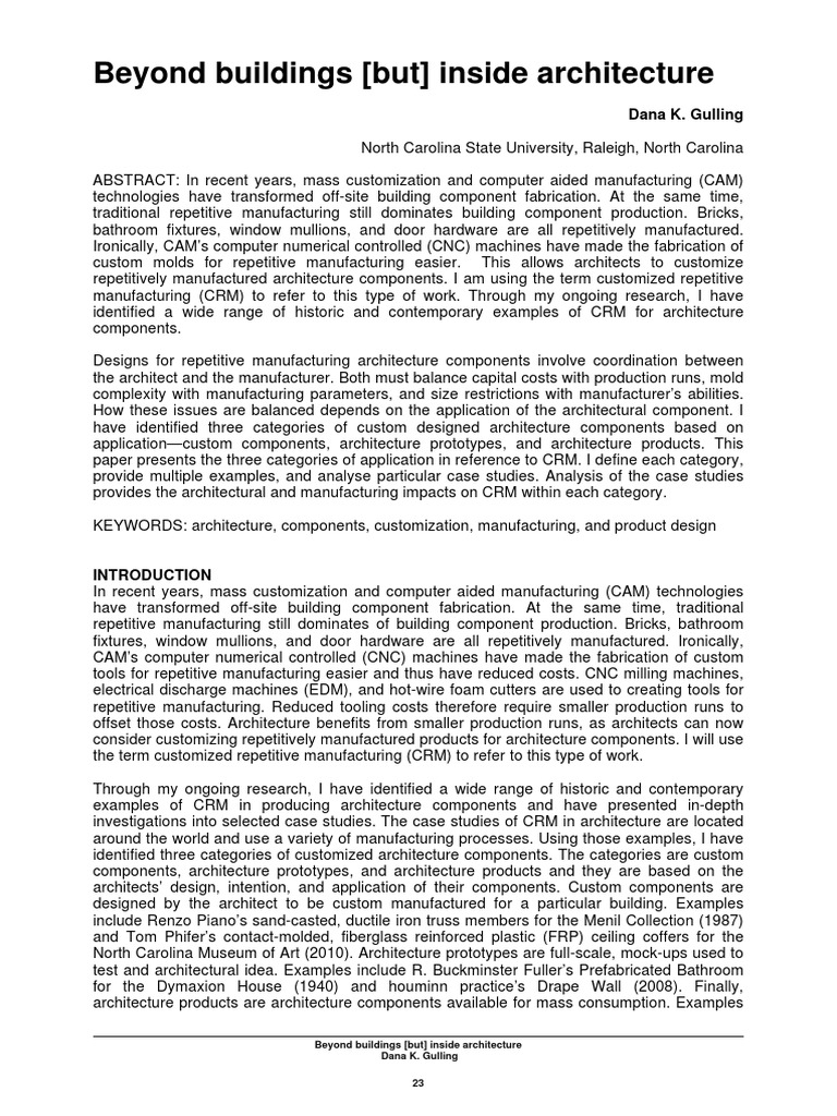 Beyond Building (But) Inside Architecture | PDF | Prototype | Casting