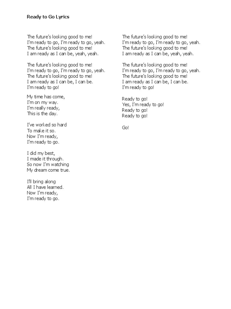 Ready to Go: Graduation Anthem Lyrics | PDF