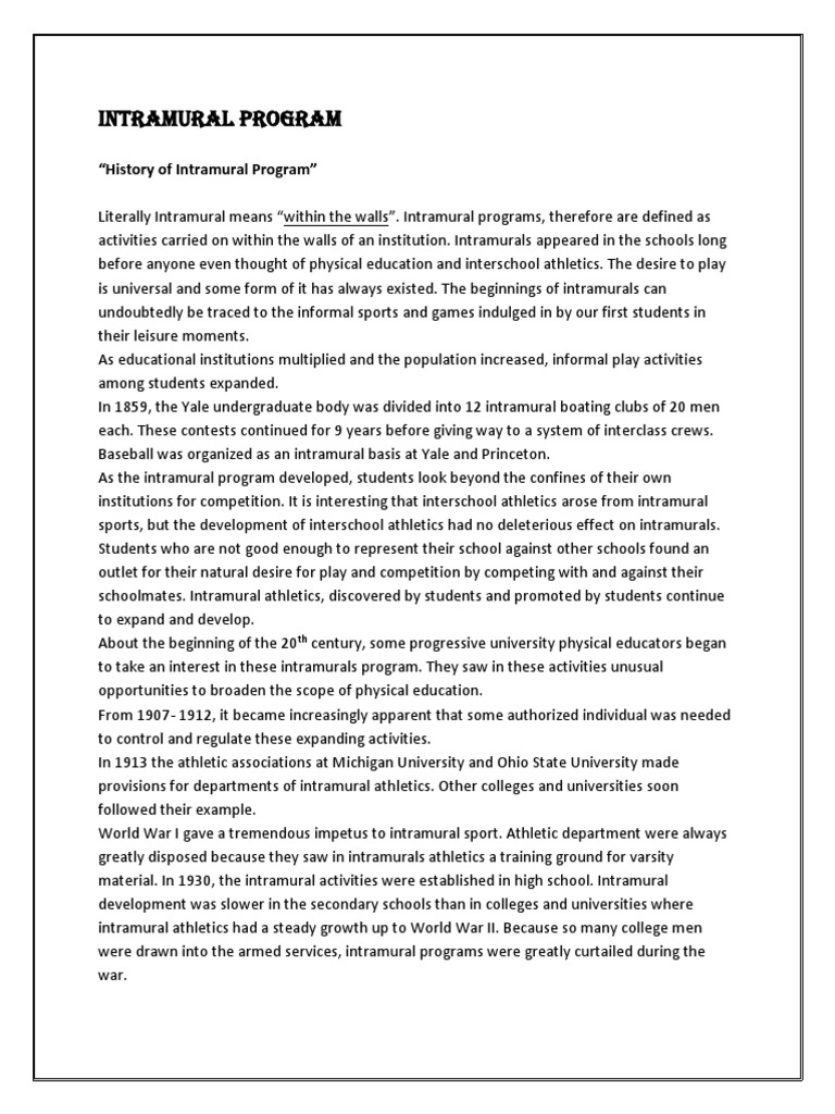 G 5 Intramural Programs | Download Free PDF | Tournament | Sports