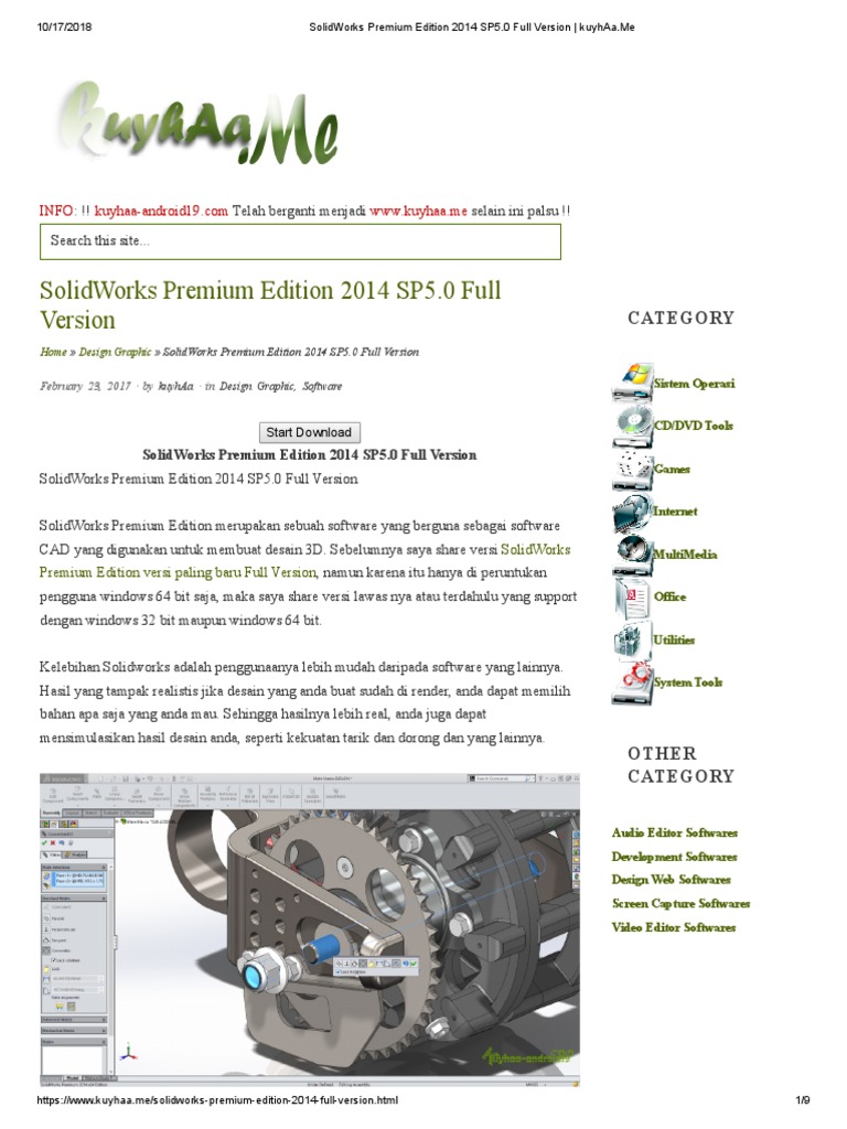 Cara Instal SolidWorks Premium Edition 2014 SP5.0 Full Version - KuyhAa - Me | PDF | Windows 7 ...