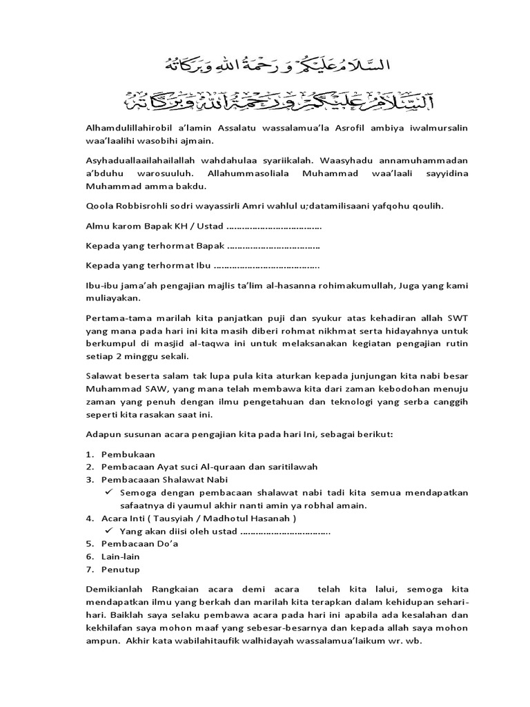 Susunan Acara Majlis Ta'lim Do2 Betty | PDF