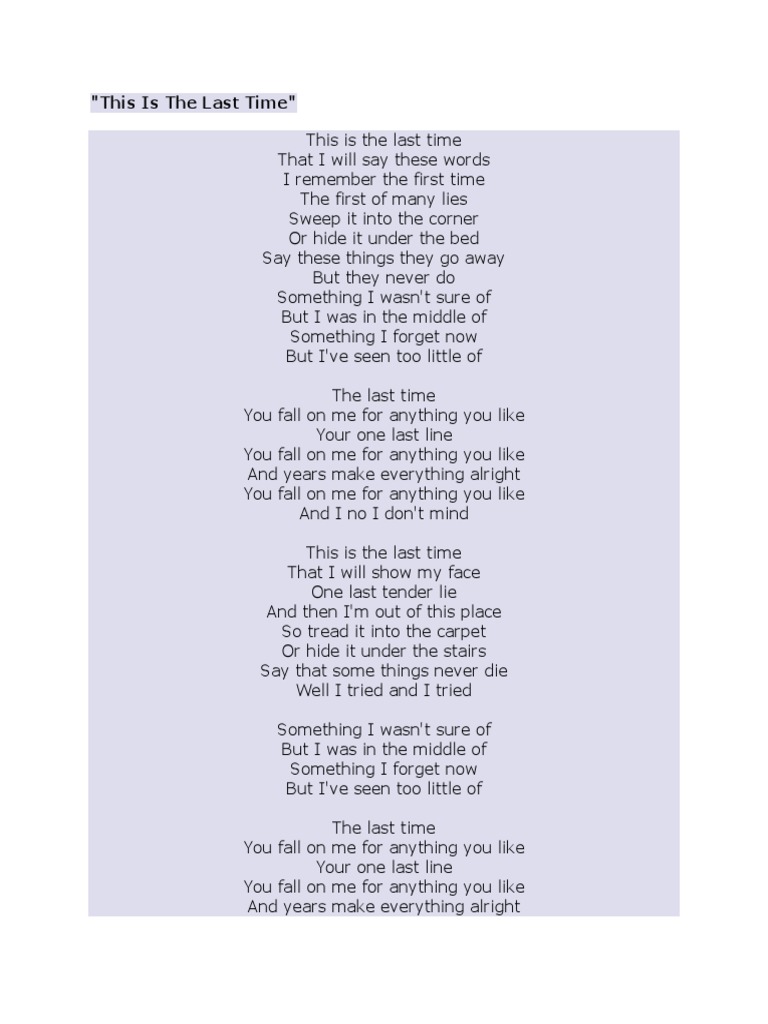 This Is The Last Time | PDF