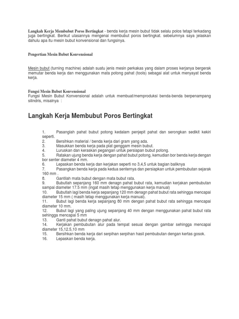 Langkah Kerja Membubut Poros Bertingkat | PDF