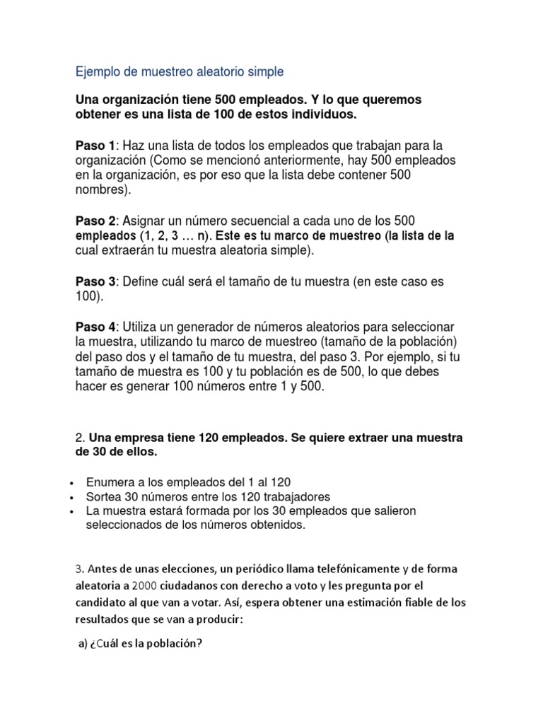 Muestreo Aleatorio Simple | PDF | Muestreo (Estadísticas) | Método ...