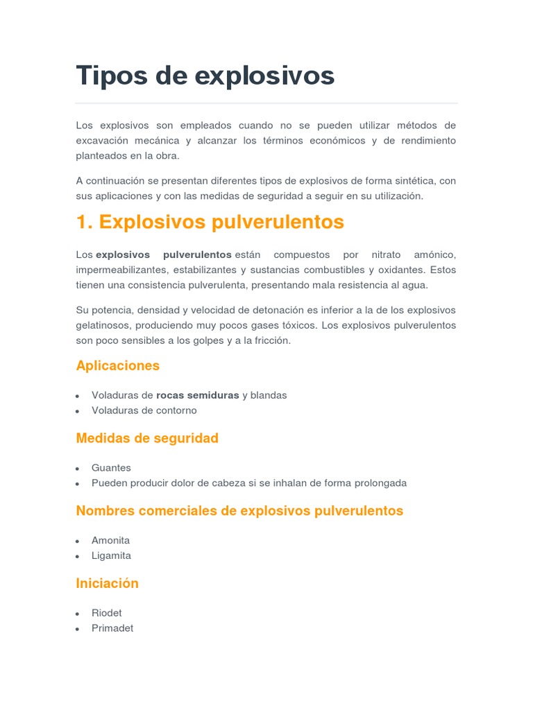Tipos de Explosivos | PDF | Naturaleza | Materiales