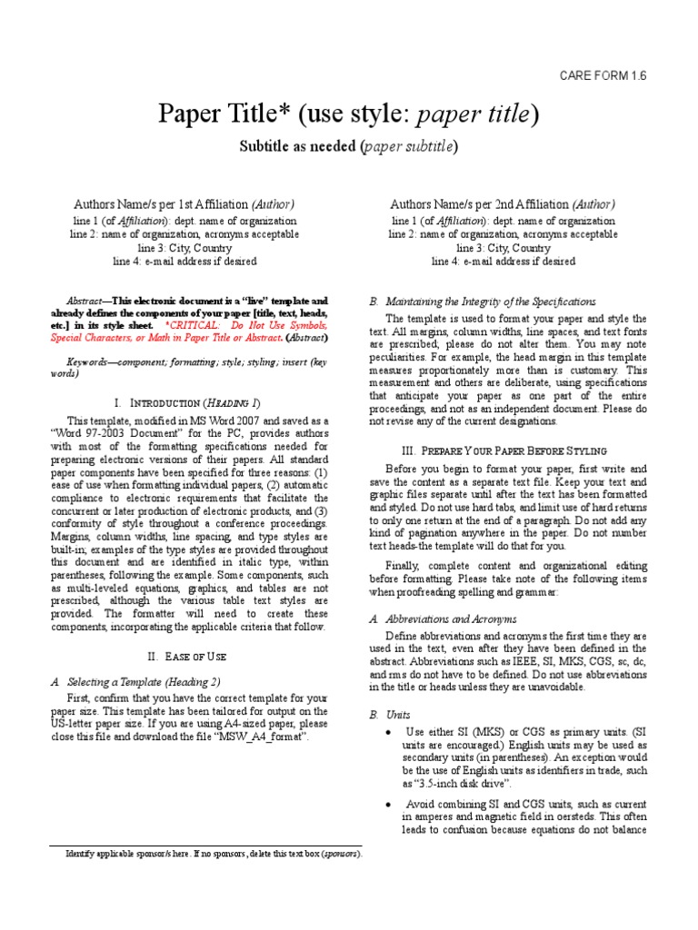 Paper Subtitle Formatting Guide | PDF | Citation | Bracket