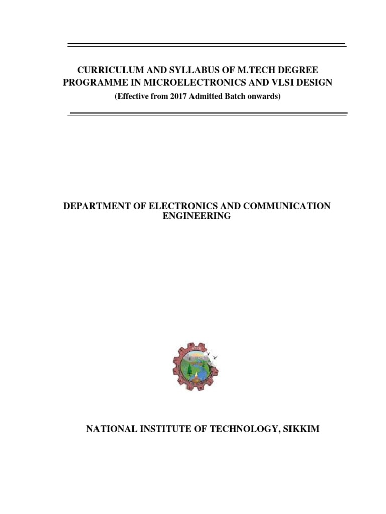 M.Tech Program Curriculum and Syllabus in Microelectronics and VLSI Design at National Institute ...