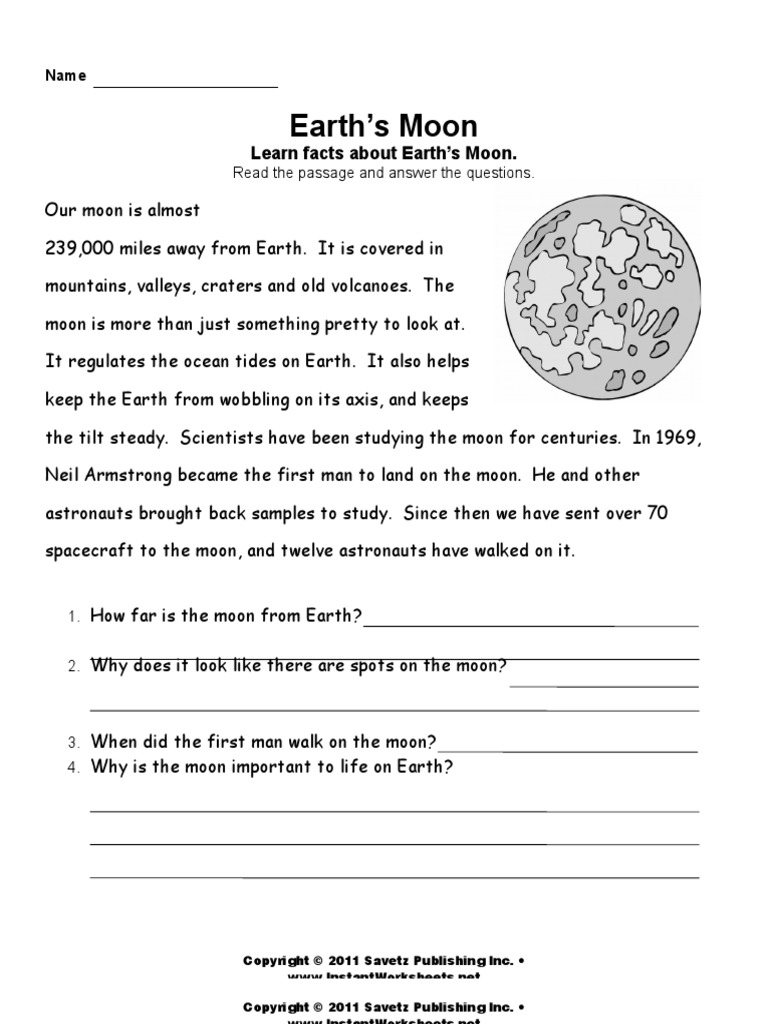 Moon Comprehension | PDF