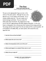 The Sun Differentiated Reading Comprehension Activity | PDF | Sun ...