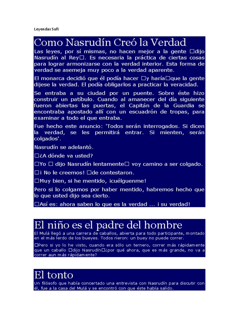 Frases de Nasrudín sobre la verdad | PDF | Felicidad | Burro