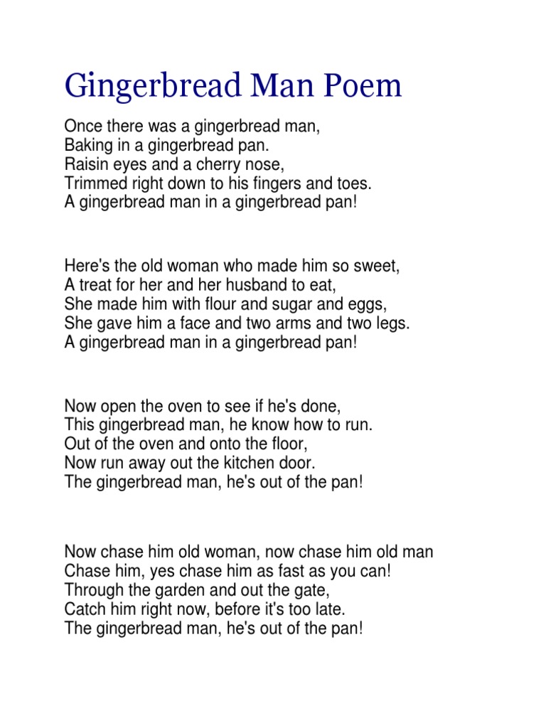 Gingerbread Man Poem | PDF | Gingerbread | Foods