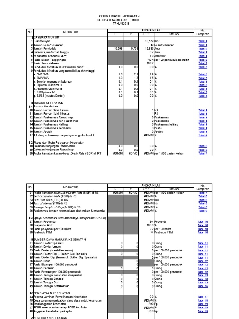 Lampiran Juknis Profil Puskesmas (Tabel 1-76) | PDF