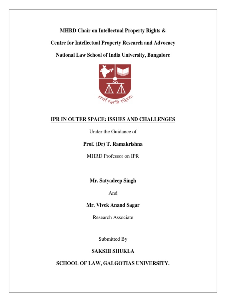IPR and Outer Spaces Activities Final | PDF | Intellectual Property ...
