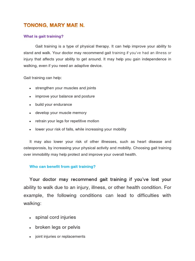 What Is Gait Training | PDF | Walking | Human Leg
