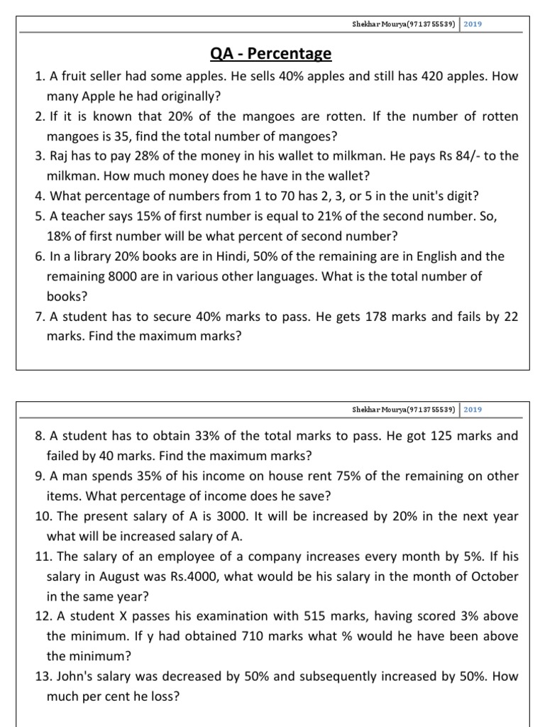 2nd Year - QA-2 - Percentage | PDF | Percentage | Economies