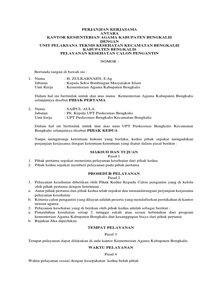 Contoh Mou Catin | PDF