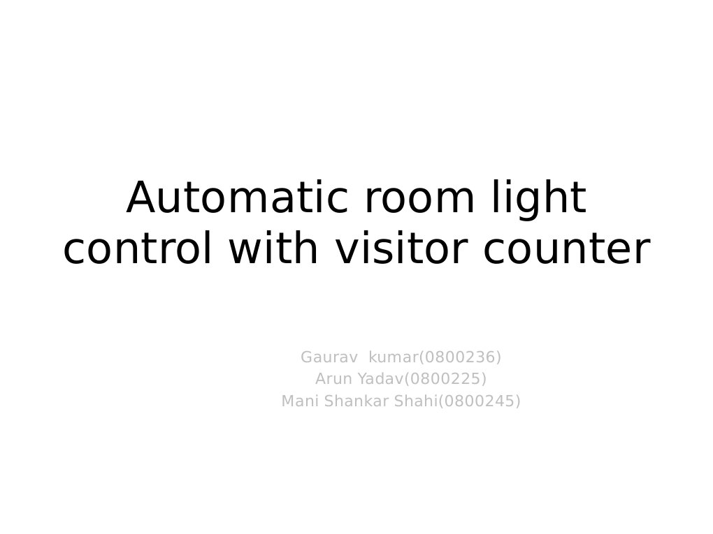 Automatic Room Light Con Troll or | PDF