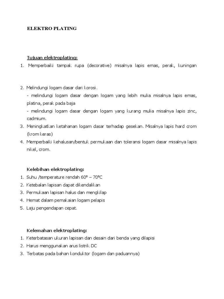 Tujuan dan Teknik Elektroplating | PDF