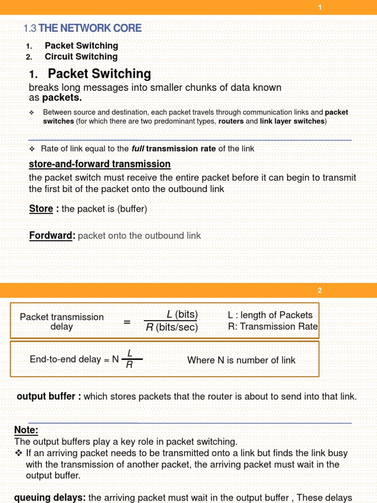 Packet Switching: 1.3 The Network Core | PDF | Packet Switching | Computer Network