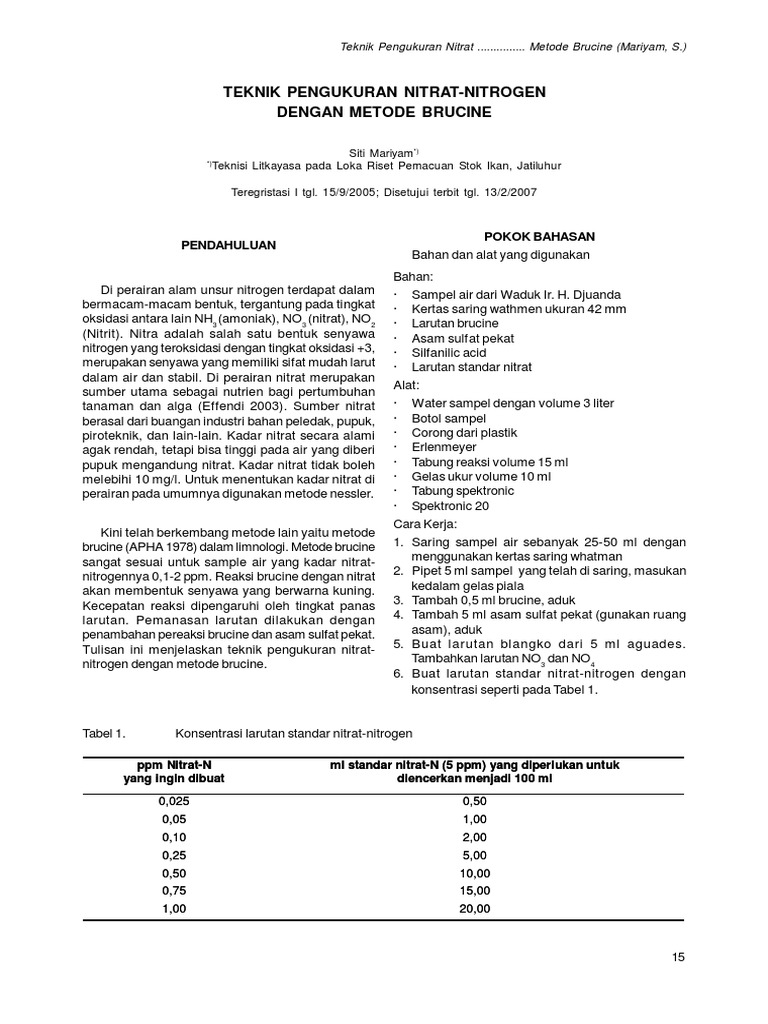 Nitrate Dengan Metode Brucine | PDF