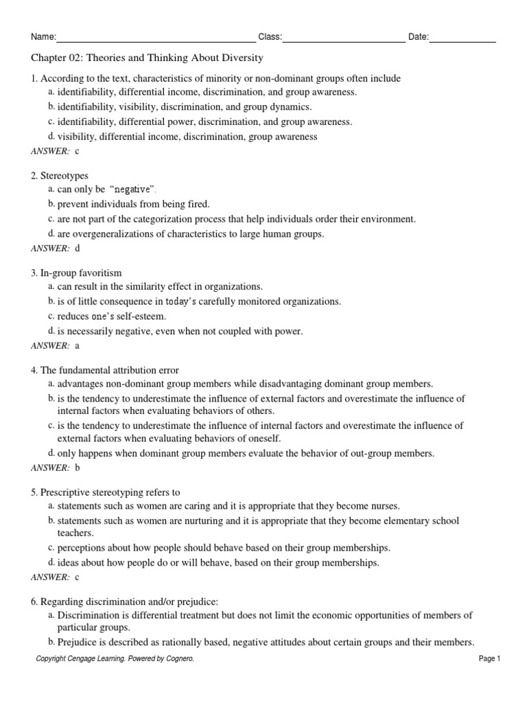Sample of Test Bank For Diversity in Organization | PDF | Racism ...