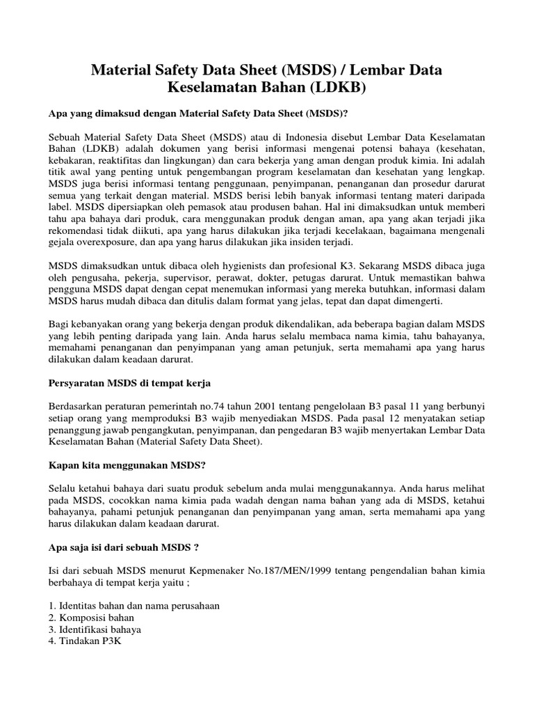 Material Safety Data Sheet | PDF