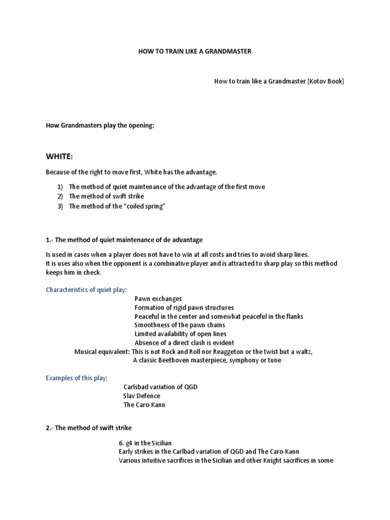 Training Strategies of Chess Grandmasters | PDF | Chess Openings ...