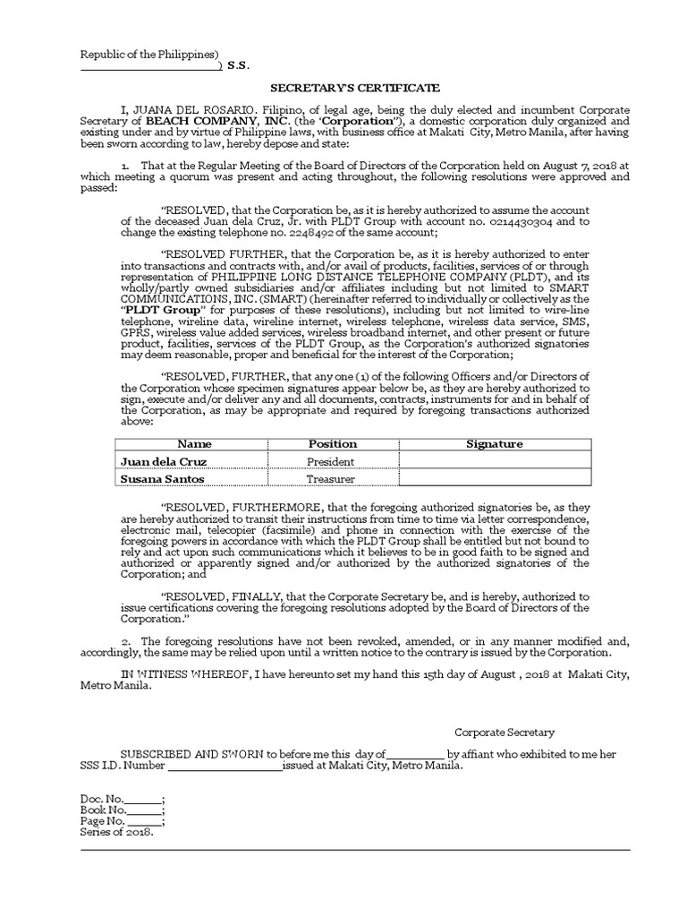 PLDT Subscription Certificate Sample | PDF | Social Institutions ...