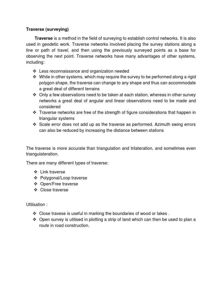 Traverse (Surveying) Traverse Is A Method in The Field of Surveying To ...